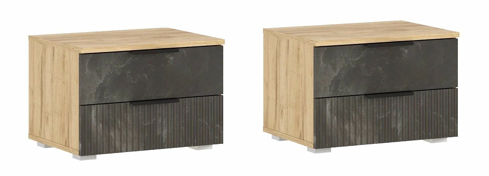 Марвэл Тумбы прикроватные (2 шт) Мальта Грей, Дуб Крафт