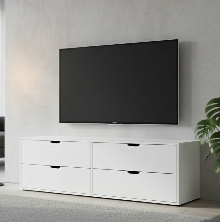 Тумба под телевизор Владимирская мебельная фабрика "Невада", ЛДСП, шариковые направляющие, 4 ящика