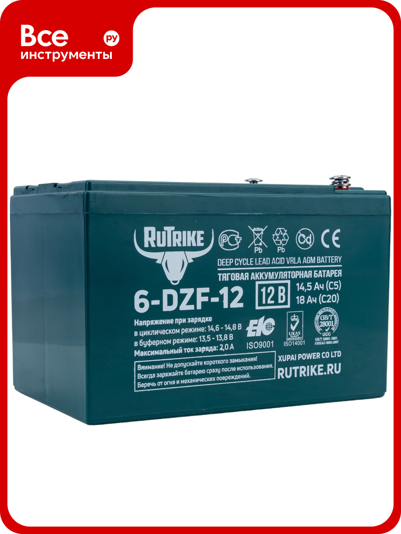 Аккумулятор тяговый гелевый 6-DZF-12 (12 В; 12 Ач) Rutrike 022833