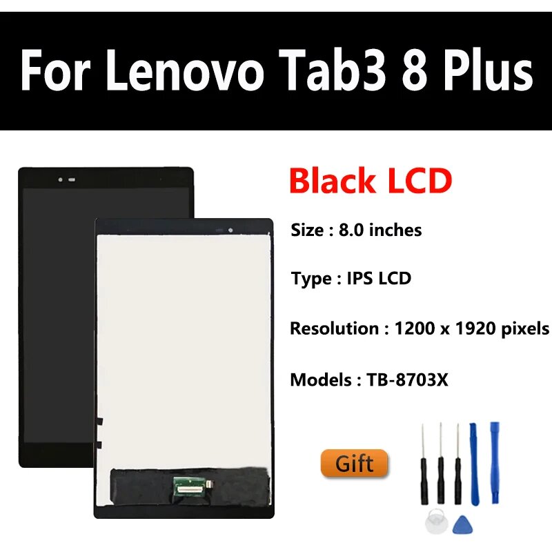 OEM ЖК-дисплей для Lenovo Tab3 8 Plus 8 + TB-8703X сенсорный экран дигитайзер в сборе Замена