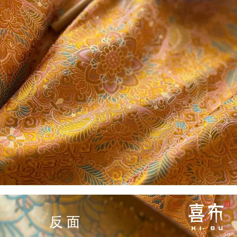 Зеленая парча жаккардовая ткань с рисунком журавля 0,75 м x 1 м 16 yellow fish scale