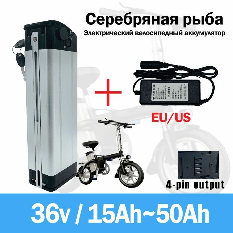 2024 Высококачественная головка Kanon 4 иглы 36V 15ah 30ah 50ah Литиевый аккумулятор Серебряный Рыбий аккумулятор 500w Литий - ионный 48V 18650