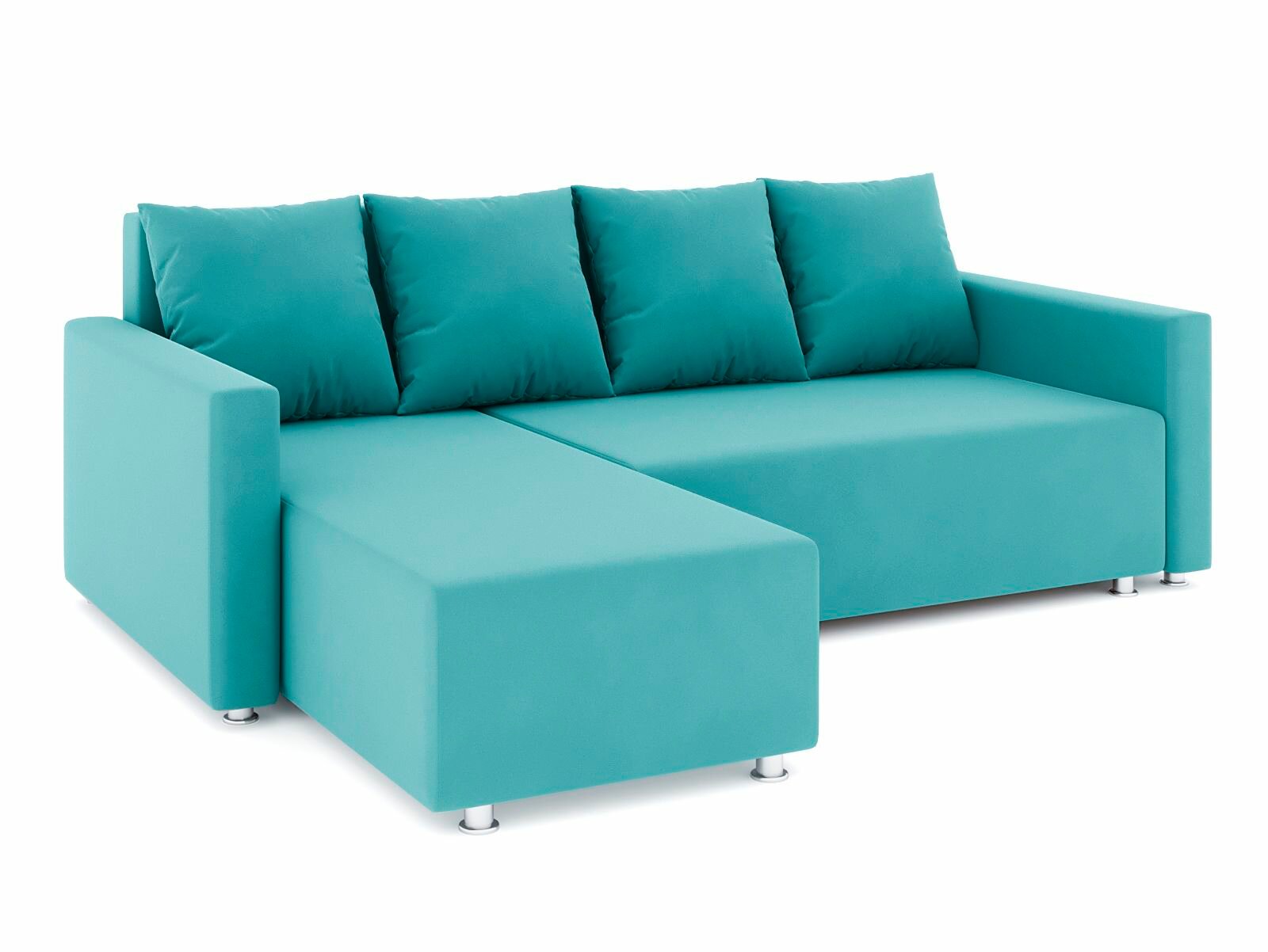 Угловой диван Челси, еврокнижка, угол левый/правый, велюр Зара Азур