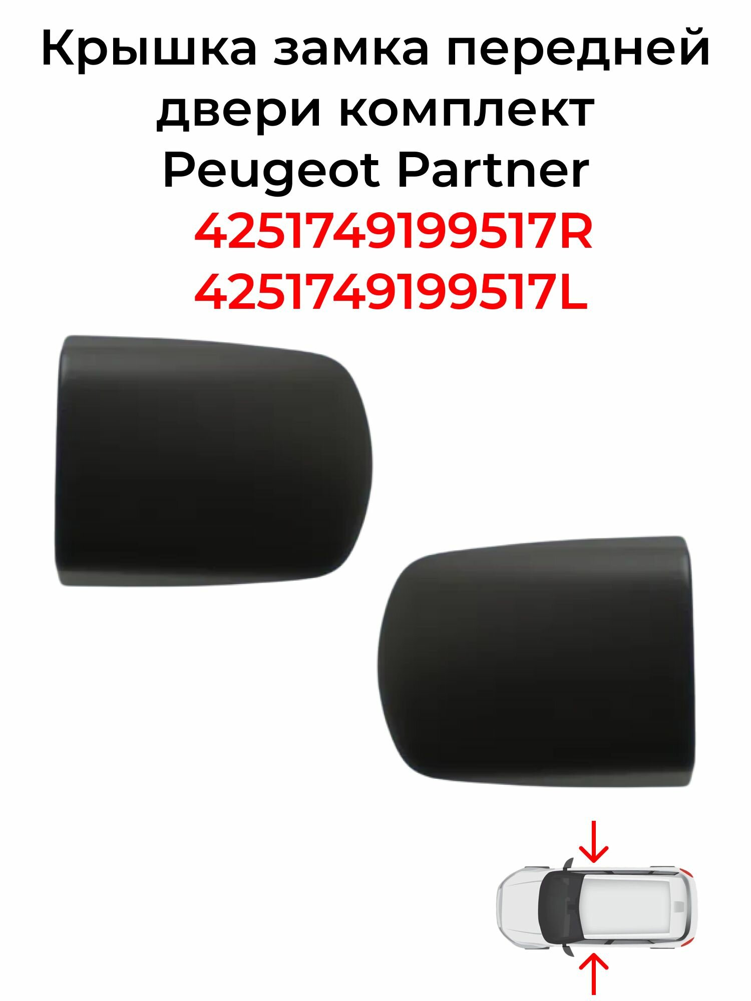 Крышка замка передней двери комплект Peugeot Partner