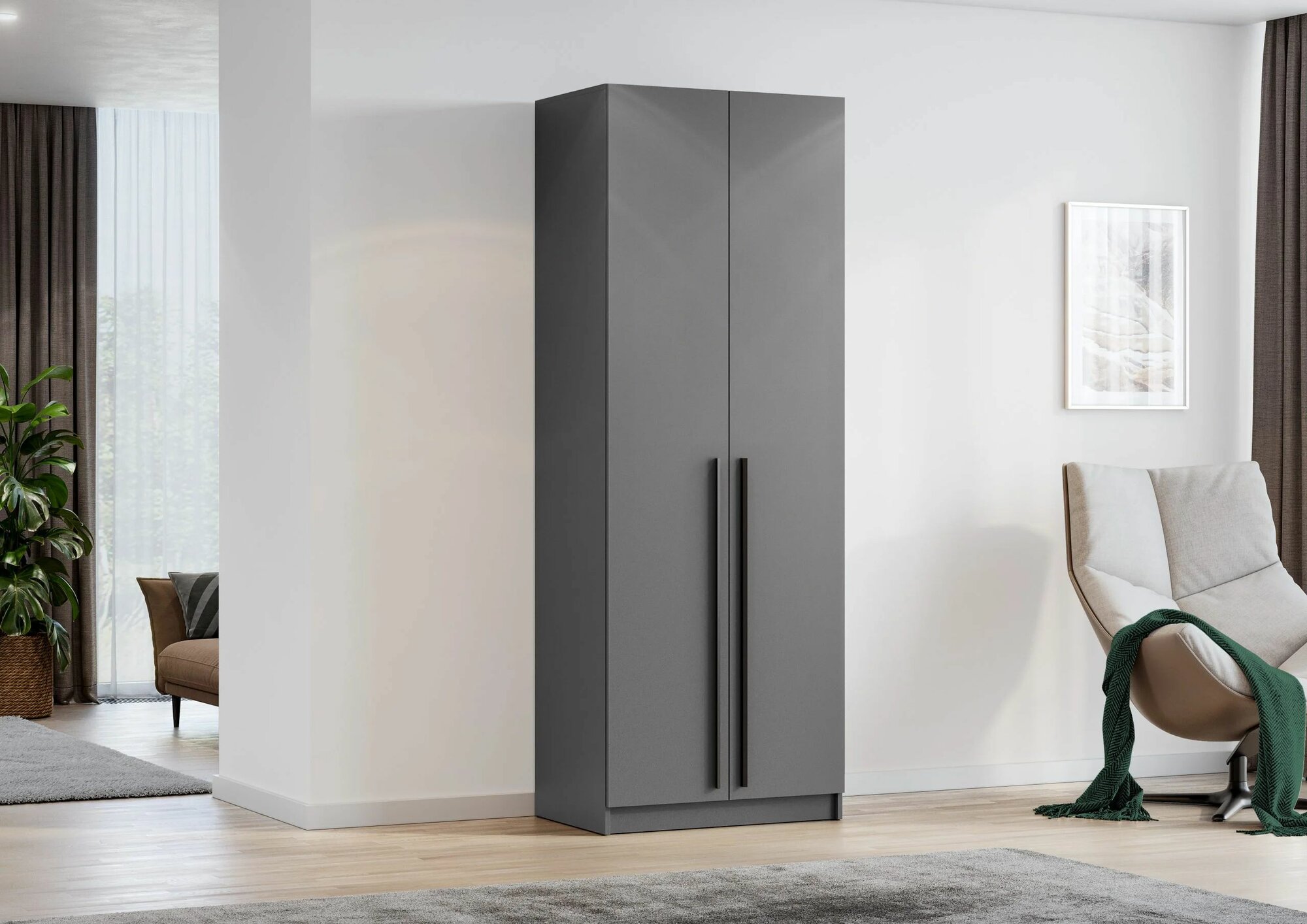 Шкаф Берген ШК-800.2 + полки Берген про серый графит (Интерьер-Центр)