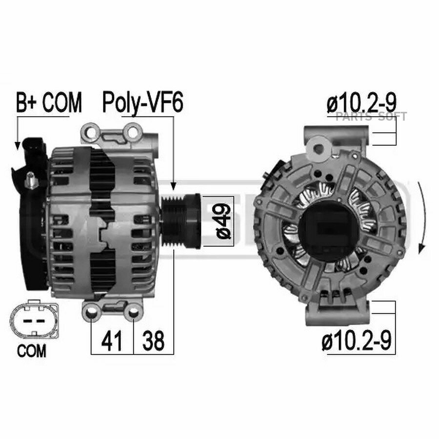 Генератор BMW E90/E60/E70 2.3-3.0 180A 209038 от официального дистрибьютора, ERA, артикул 209038