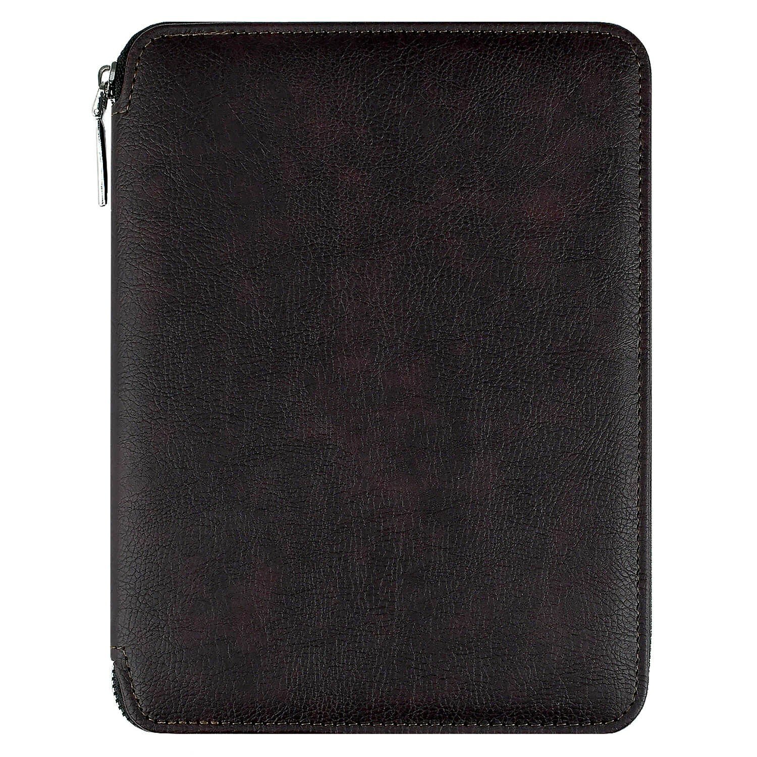 Ежедневник-органайзер недат. А5+ 120л "Шеврет экстра" коричневый, тв. переплёт с поролоном, иск. кожа, на молнии, ляссе, ПВХ-коробка