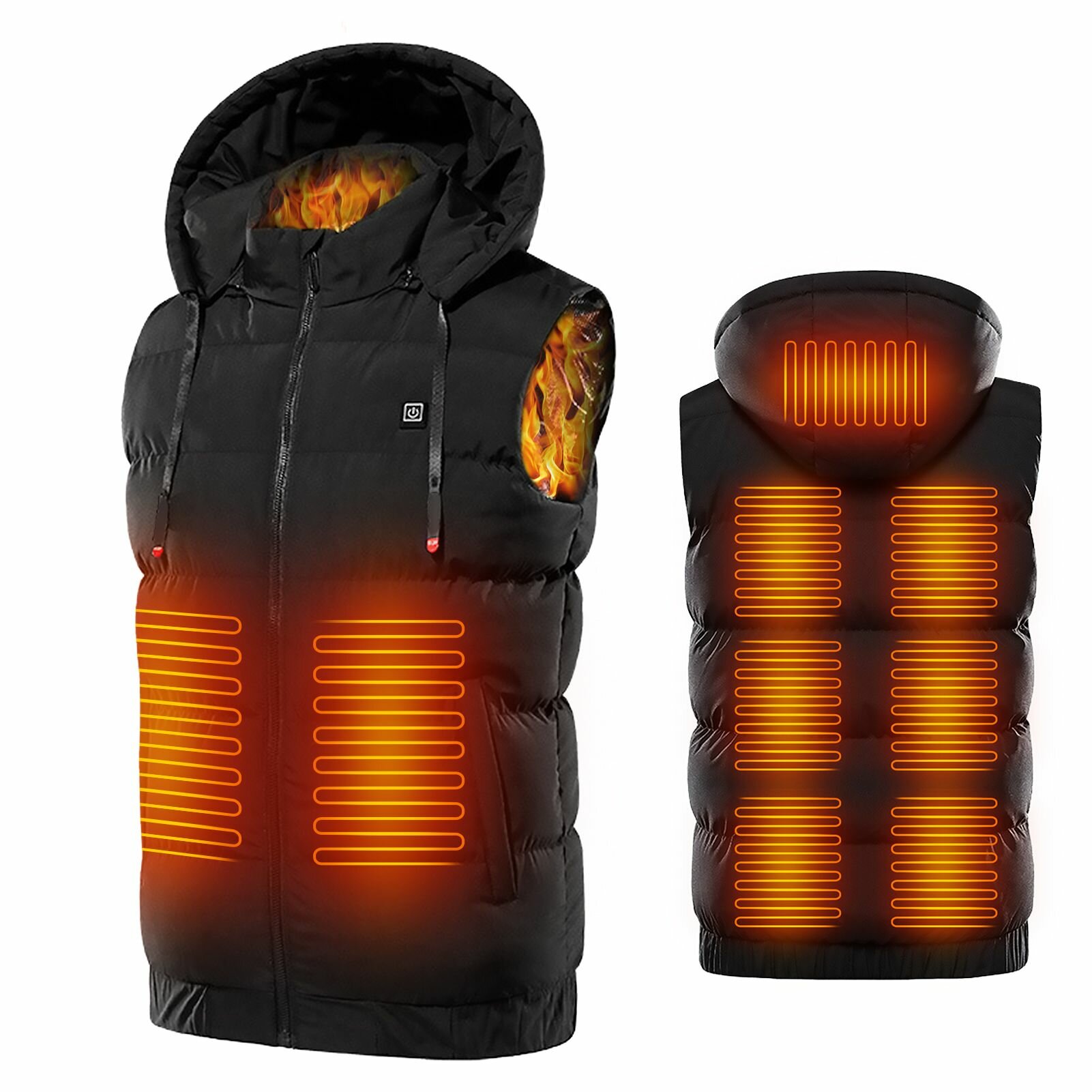 Мужской жилет с подогревом и съемным капюшоном, ветрозащитный, уличный, зимний, теплый