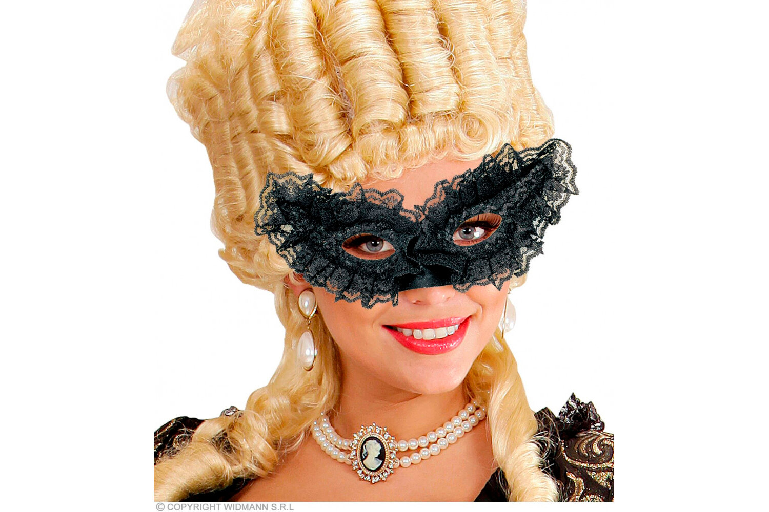 Маска "Мотылек" Черная 6457P (полумаска), черный полиэстер, крежева, размер универсальный