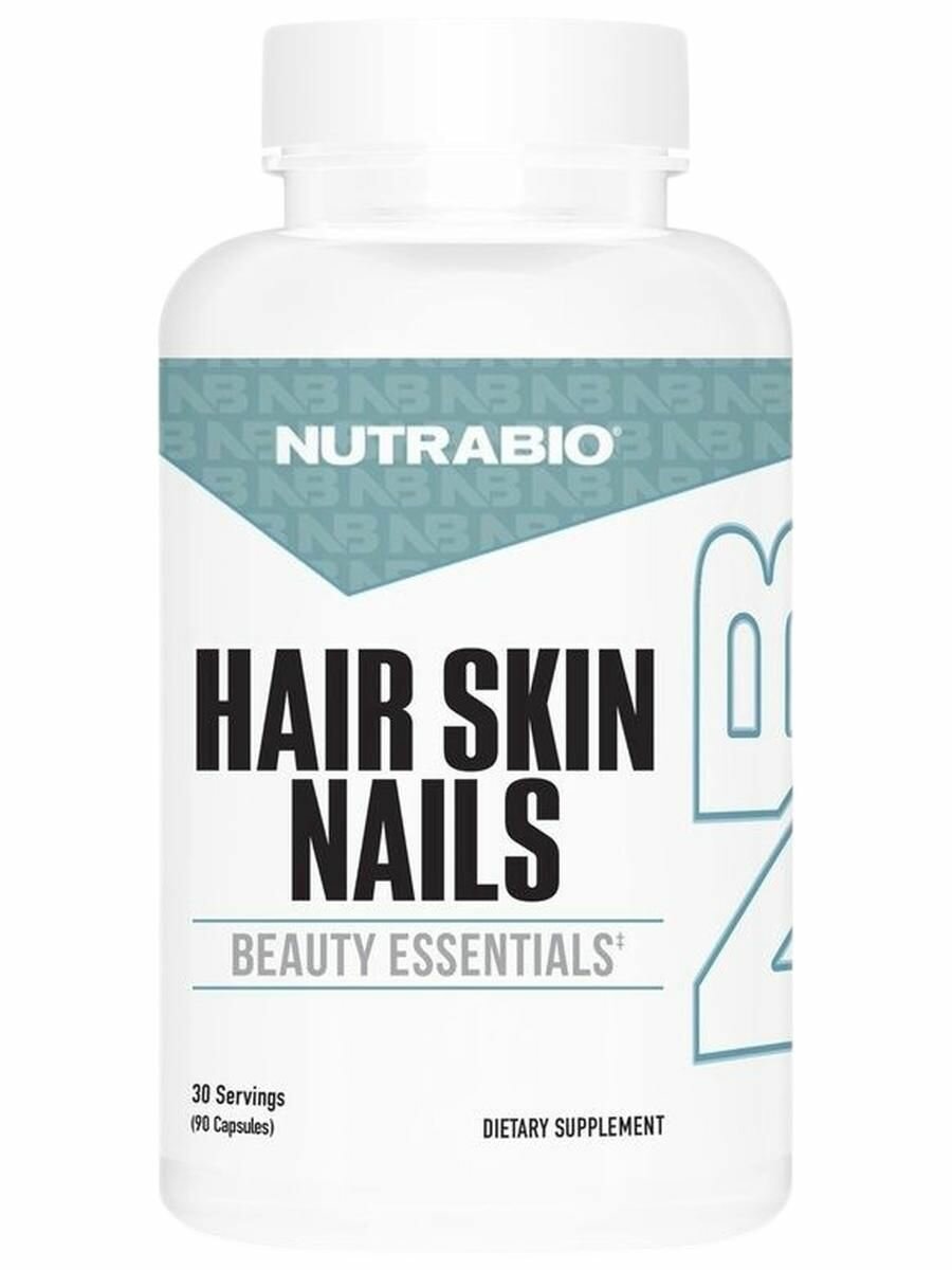 Препарат NutraBio Hair, Skin, Nails, для красоты волос, ногтей и кожи, 90 растительных капсул