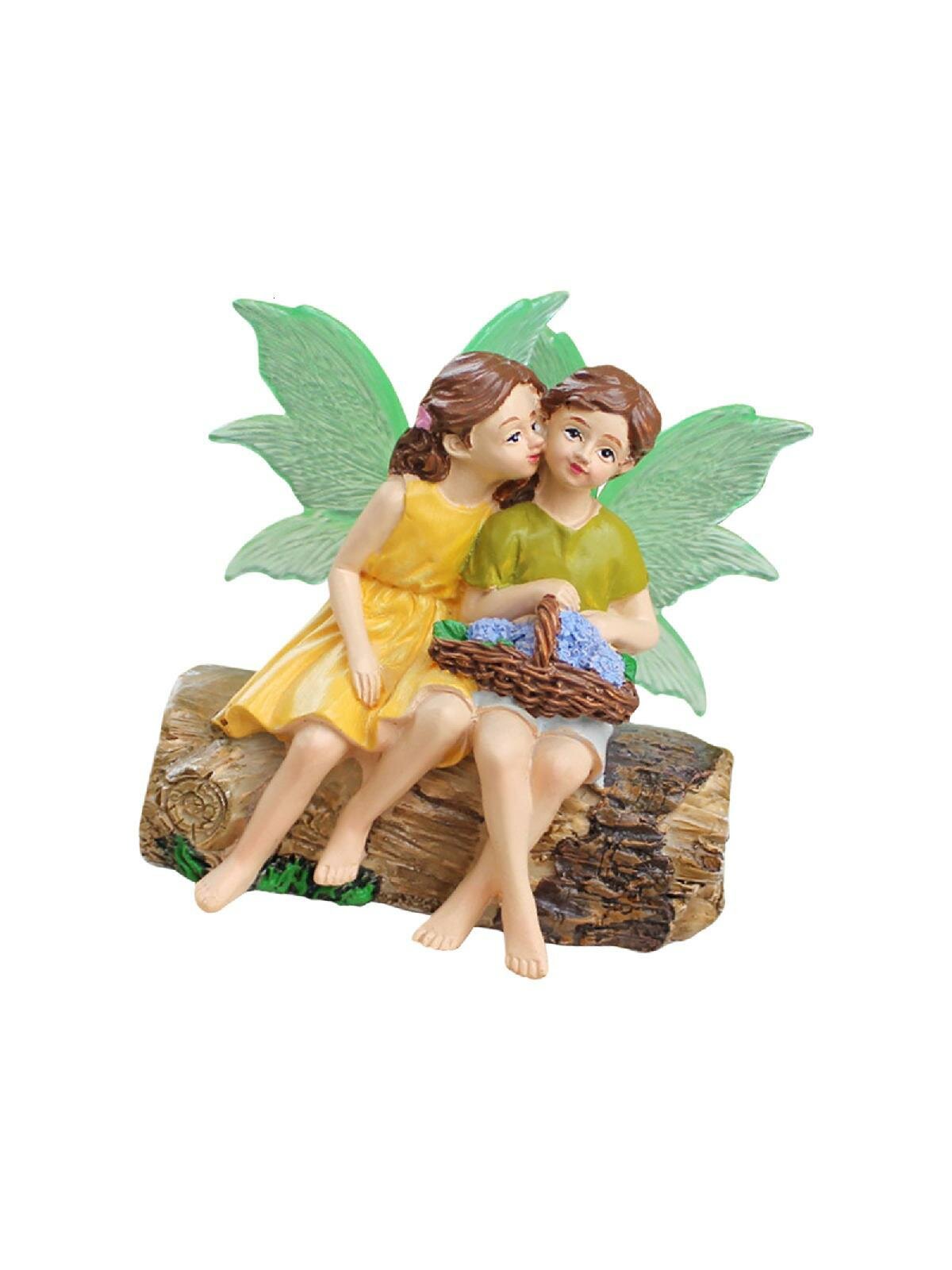 Скульптура-ночник сестры-феи из смолы ручной работы для декора помещений и улицы