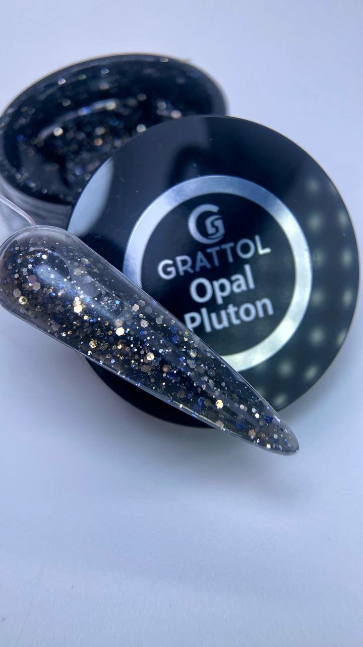 Гель для моделирования ногтей с блестками - Grattol Gel Opal Pluton, 15 мл