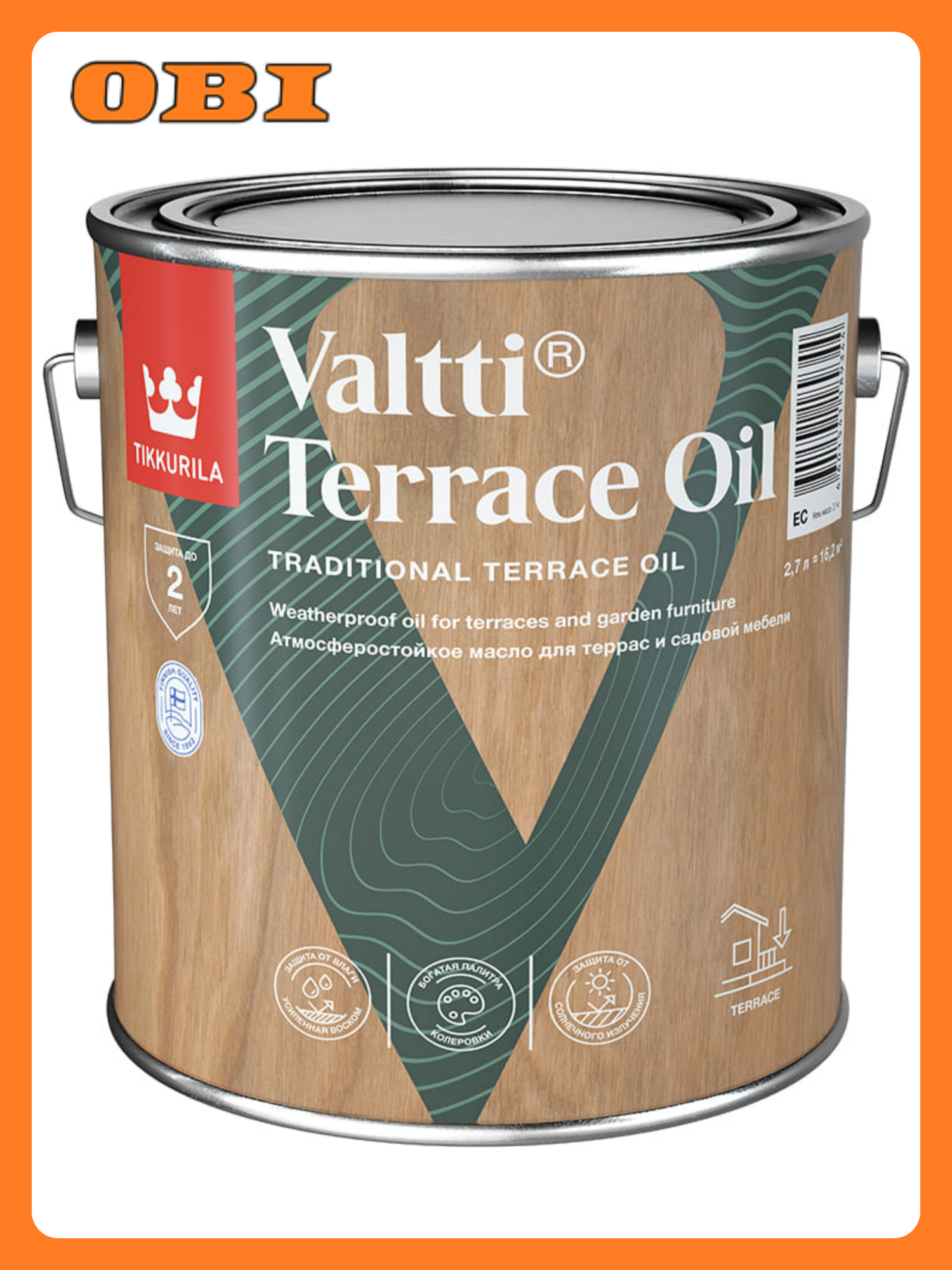 Масло Tikkurila/Tikkivala Valtti Terrace Oil бесцветное 2,7 л