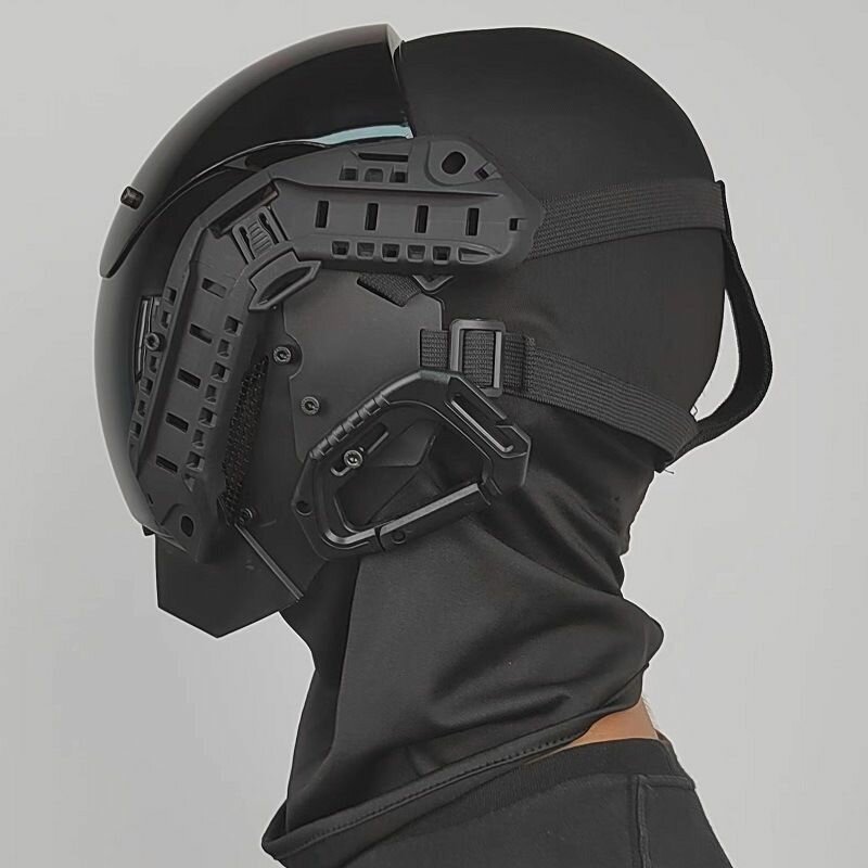 Киберпанк маска-шлем с ушным зажимом, защитная
