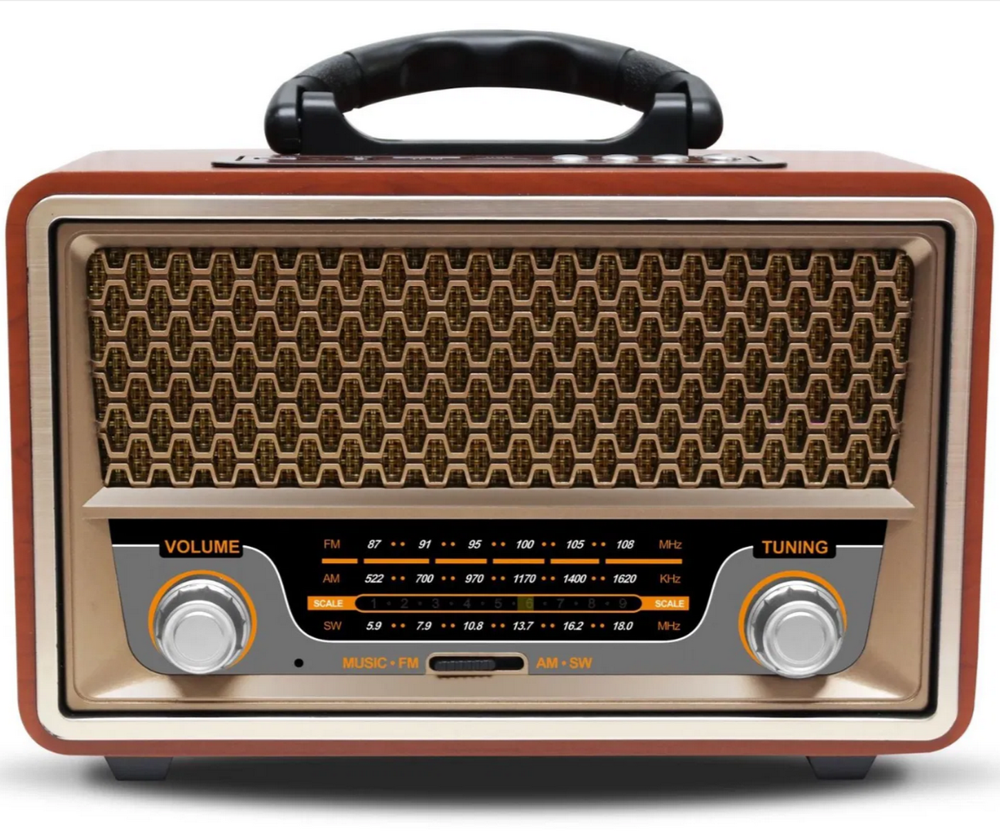 Радиоприемник в ретро стиле с MP3 плеером и Bluetooth M157BT (золотистый)
