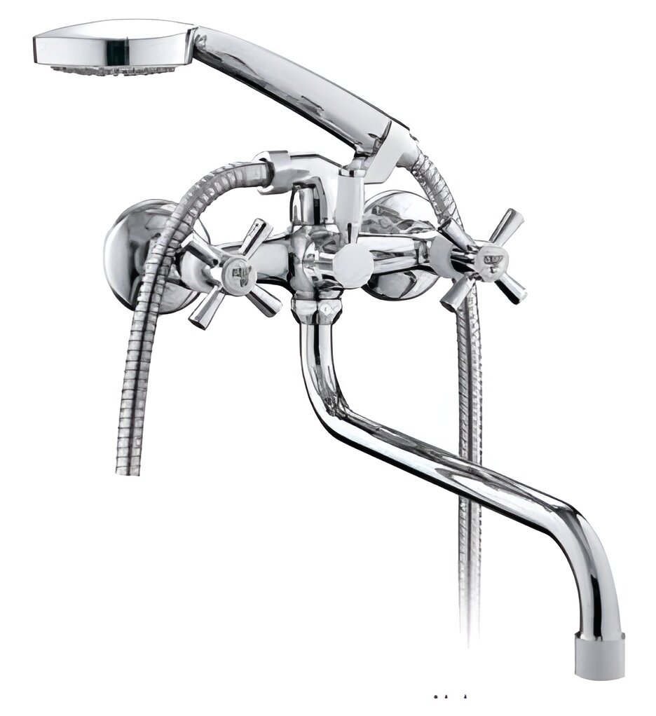 Смеситель Frud R22118, для ванны, вентильный, хромированный, с лейкой