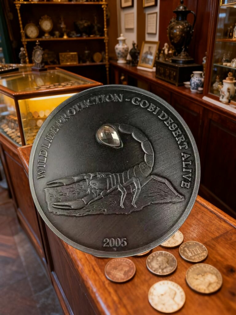 Монгольская алмазная монета в форме скорпиона, памятная монета, подходящая для коллекционирования и памятных целей.