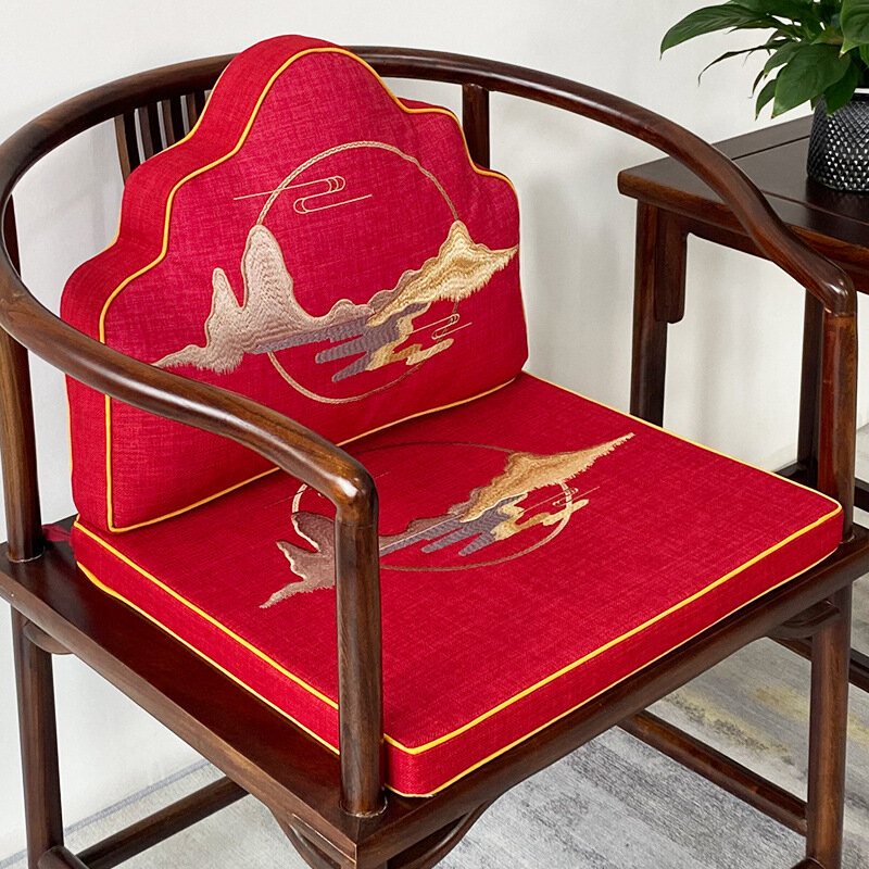 Подушка с вышивкой в китайском стиле, красная деревянная подушка для дивана, подушка для спины, облачная подушка, подушка для спинки, подушка для кресла из массива дерева, подушка на все времена года