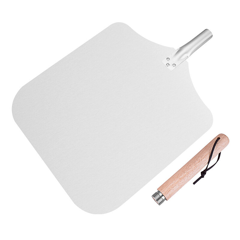 Производитель в наличии Лопатка для пиццы Алюминиевая лопатка Лопатка для торта Съемная деревянная ручка Перфорированная 12/14/ 16inch Лопатка для выпечки и переноски пиццы