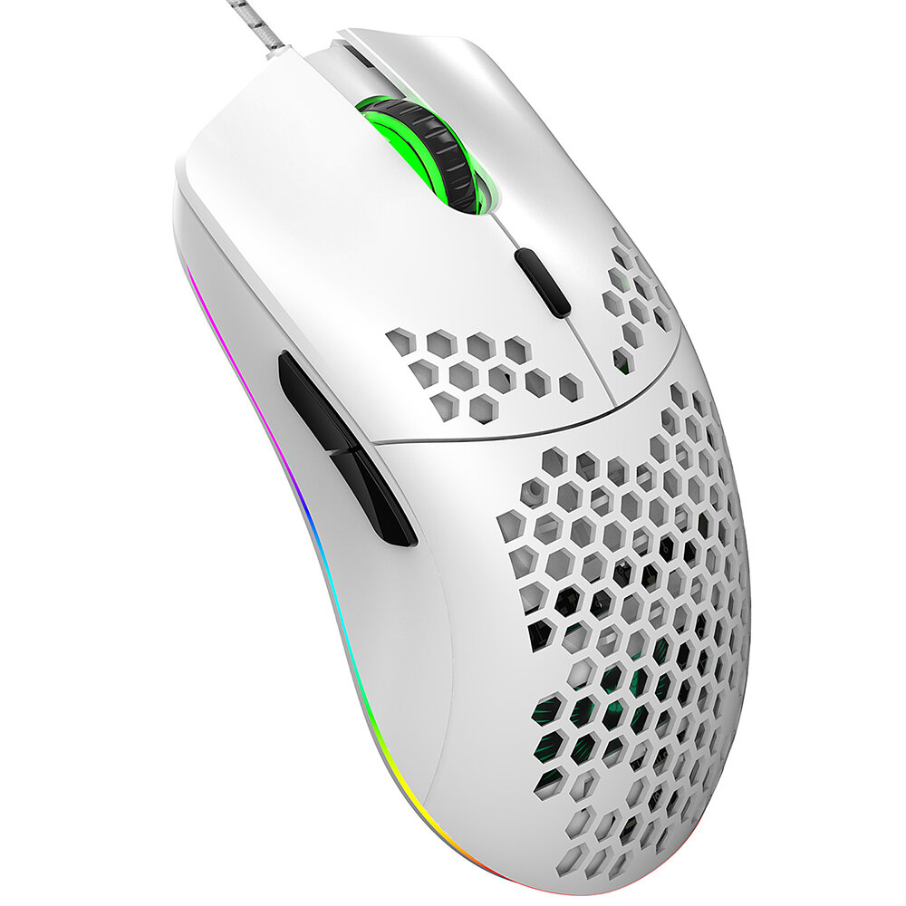 HXSJ J900 USB Wired Gaming Gaming Mouse RGB Gaming Mouse с шестью регулируемыми эргономичным дизайном скорости движения для настольного ноутбука белый
