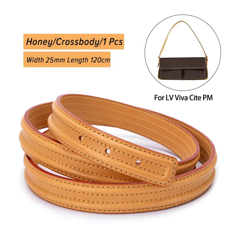 CRAZYSMITH Замена кожаного ремня Vachetta для for LV VIVA CITE PM MM, верхний слой из воловьей кожи под мышками, через плечо, ремень для сумки, ремень for LOUIS VUITTON VIVA CITE PM MM Bag Width 25mm - 120cm