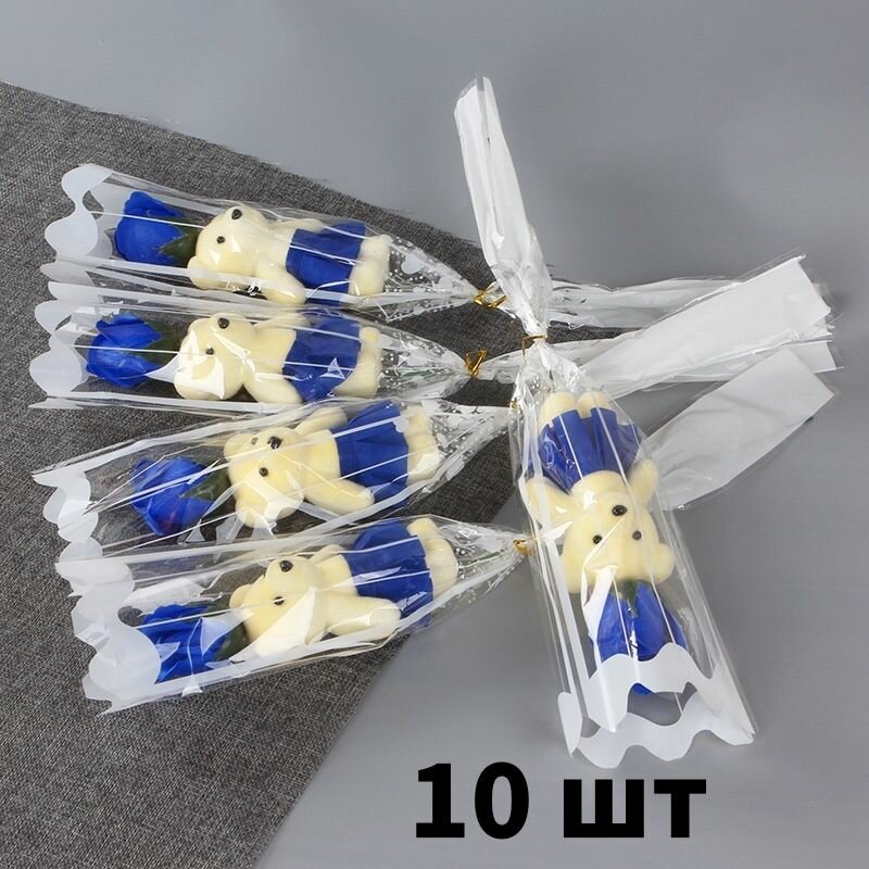 Букет из 1 мыльных роз с и мишкой. Подарочный набор для девушки