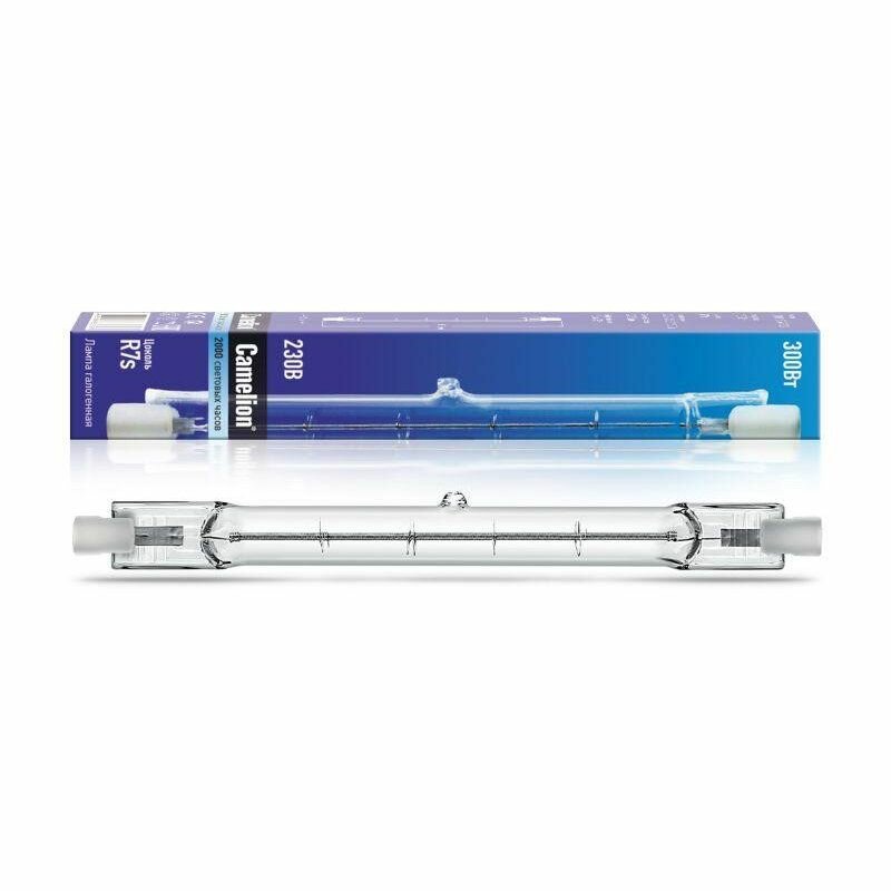 Лампа галогенная Camelion J118, 300 Вт, линейная, цоколь R7s, 3000К, 240В, длина 118 мм