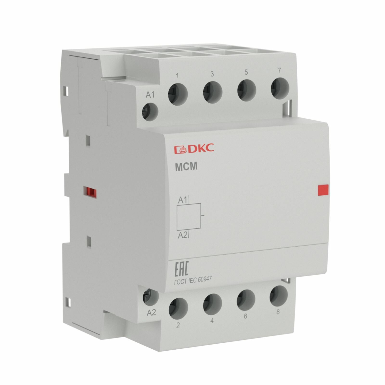 Контактор модульный DKC четырехполюсный, 63 А, 4 нормально открытых контакта, управляющее напряжение 240 В