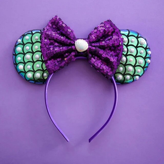 Повязки на голову с ушками Микки Мауса от Disney, аксессуары для волос для вечеринок для девочек и женщин, повязки на голову с Минни Маус, детские повязки на голову с бантиками и пайетками, подарки.