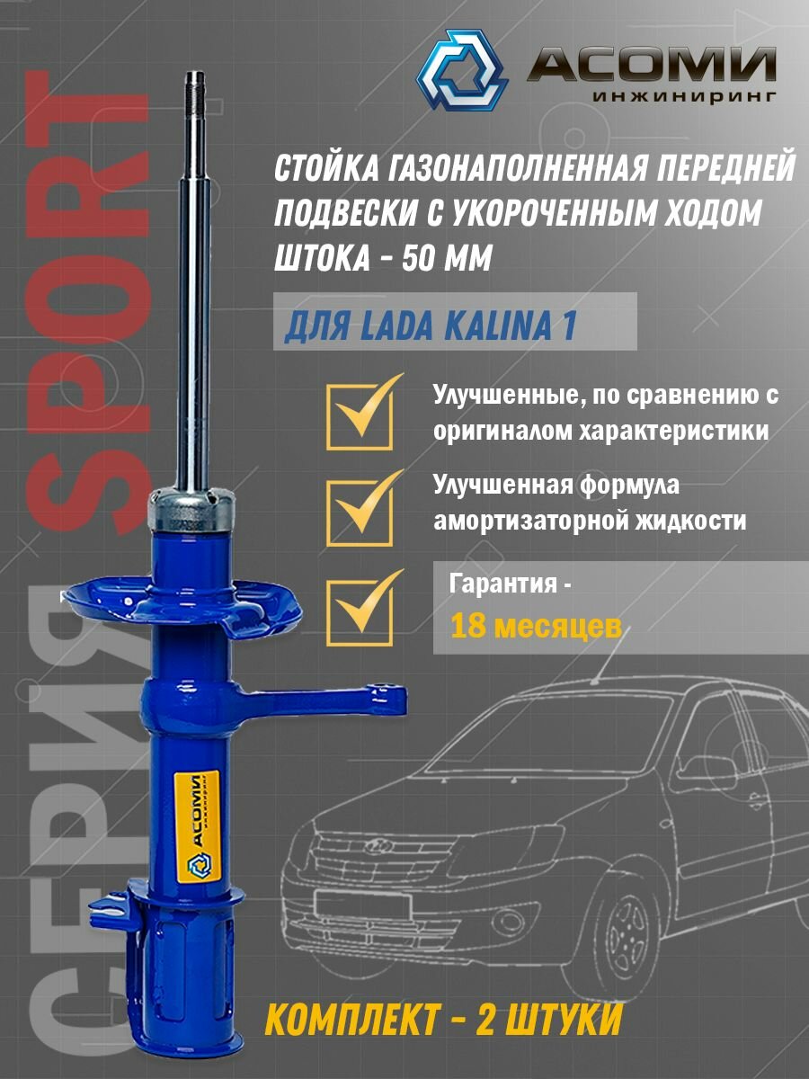 Комплект передних стоек, серия Спорт, с занижением -50, серия спорт ВАЗ/ лада Калина 1-1118; 1119; 1117; 11196