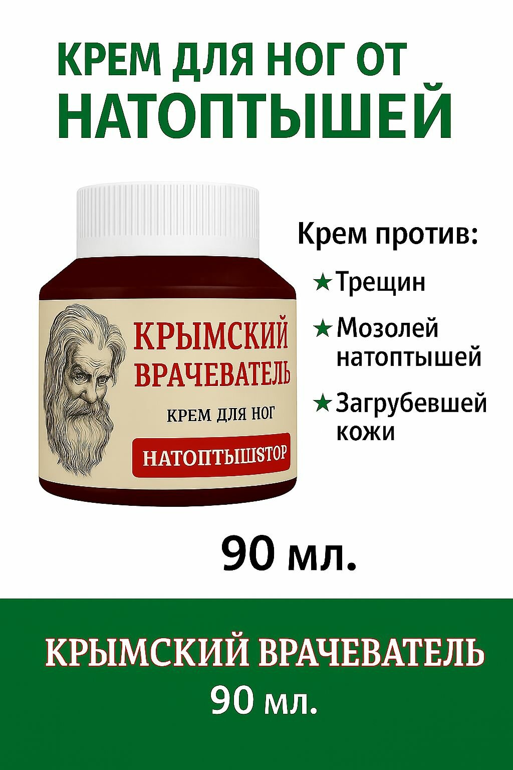 НатоптышСтоп крем при натоптышах, сухих мозолях, трещинах на пятках, 90 мл