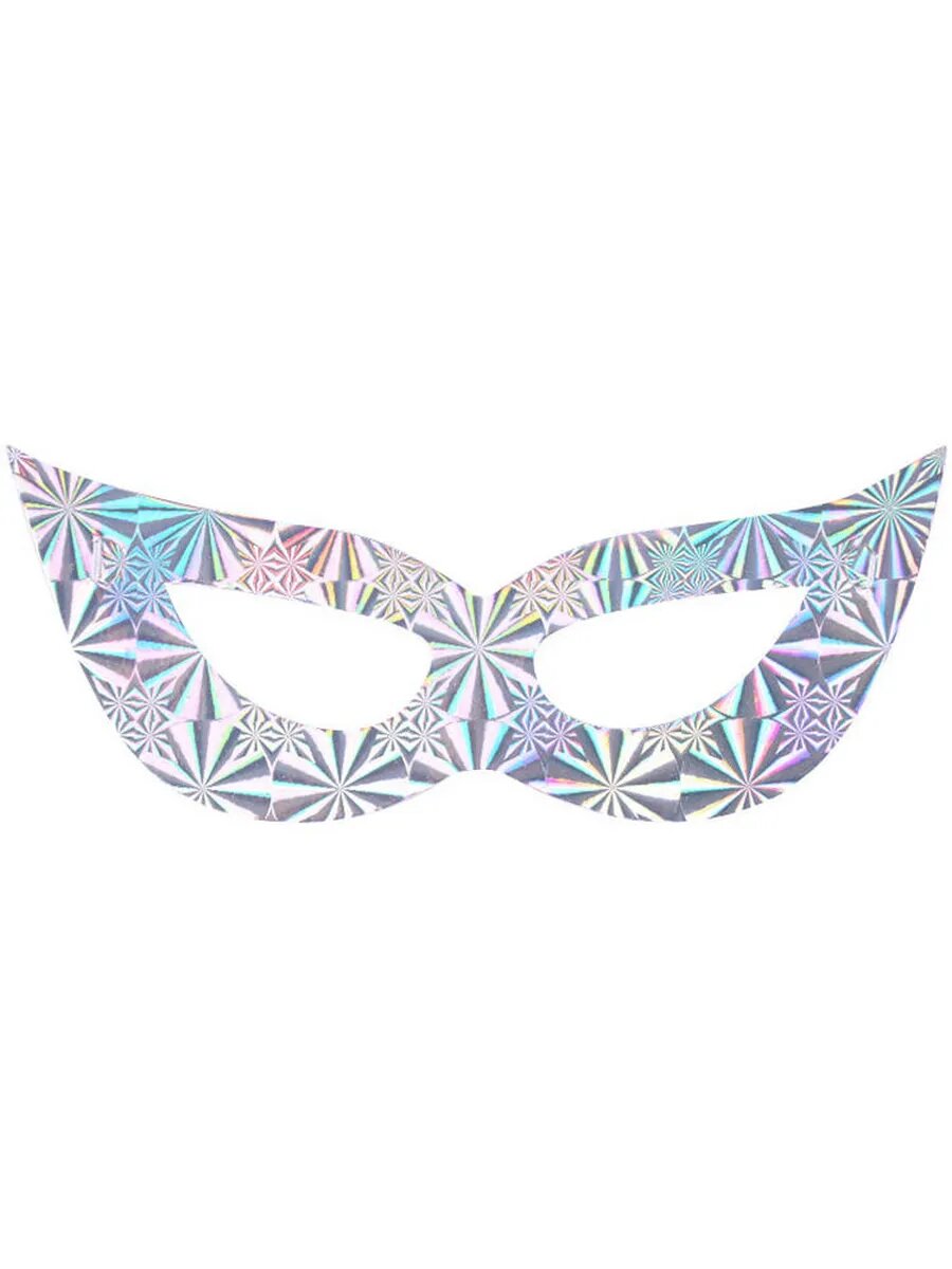 Маска Карнавал, серебро, 12 штук, бумажные ламинированные, 63497