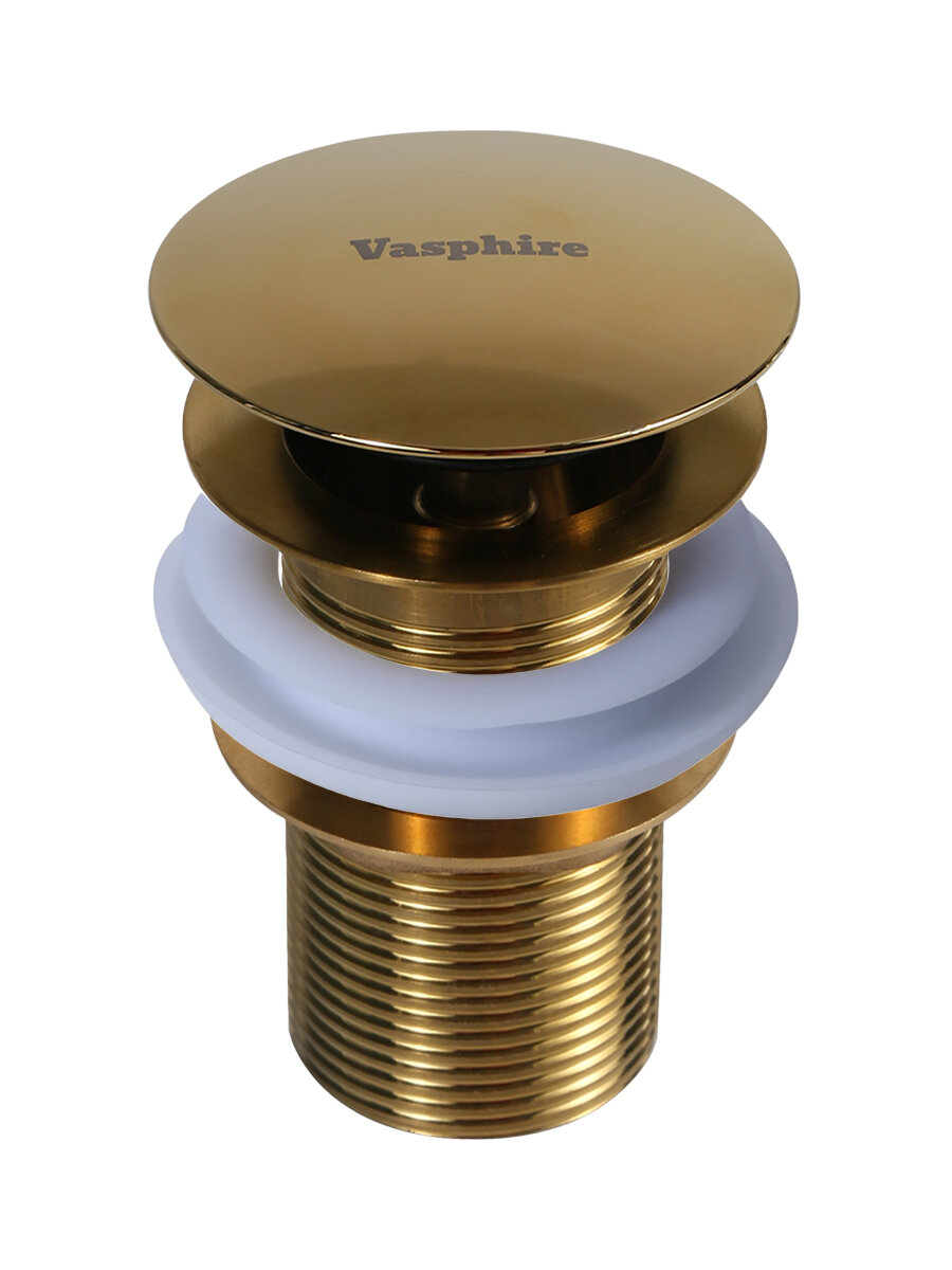 Vasphire Донный клапан для раковины клик-клак, для ванной комнаты, без перелива, Кнопочный дизайн