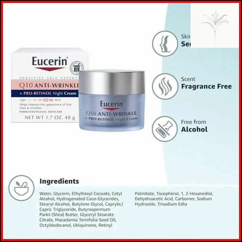 Антивозрастной крем Eucerin Q10 с ретинолом для увлажнения, 48 г, премиум формула дневного и ночного применения-