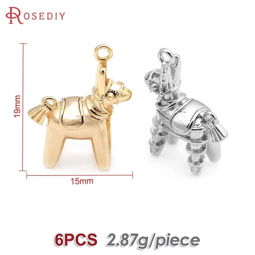Подвески Rosediy Пегас, лошадь, 18к золото, 19x15мм, 6шт