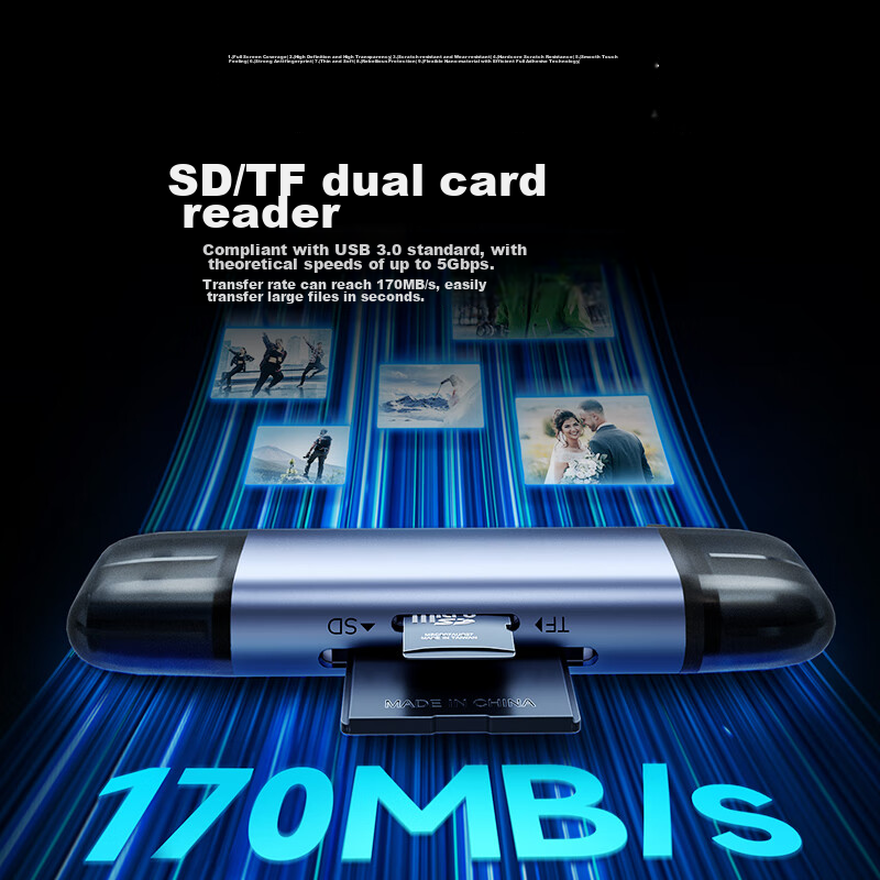 Lvjuneng USB/Type-C Card Reader 3.0 High-Speed SD/TF Card Multi-Functional All-In Camera Apple 15/iPad Android Phone OTG Dash Cam Drone Monitoring Memory Card