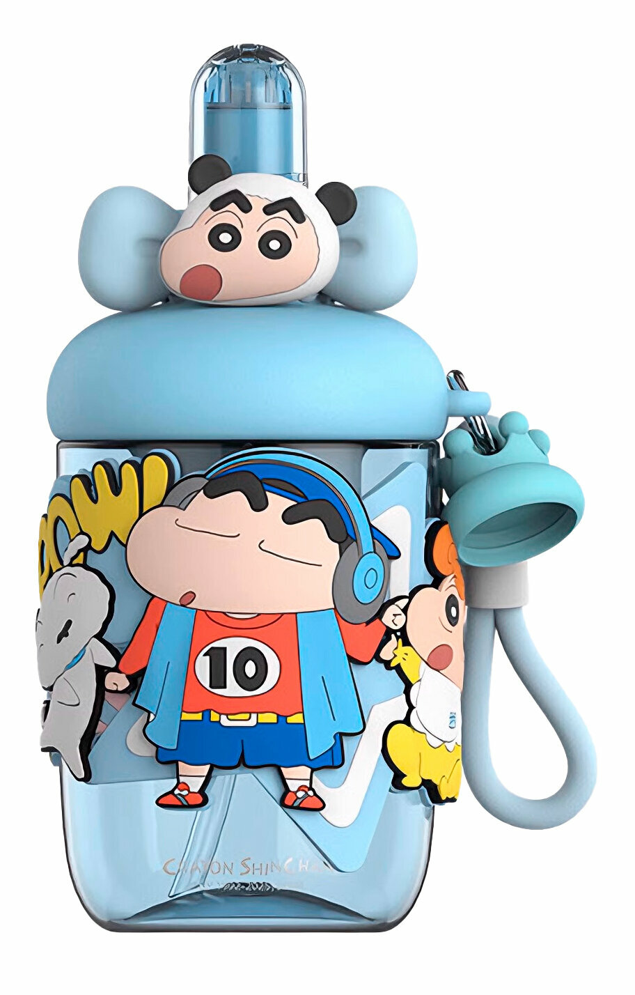 Бутылка для напитков с трубочкой и ситечком детская Crayon Shin-chan Bobo Straw Space Cup 650ml (LX-4174) Blue