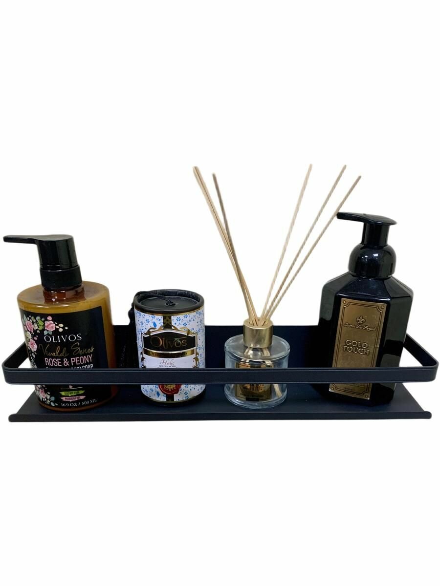 Полка для ванной комнаты однаярусная 400х100х60 черный цвет ПП