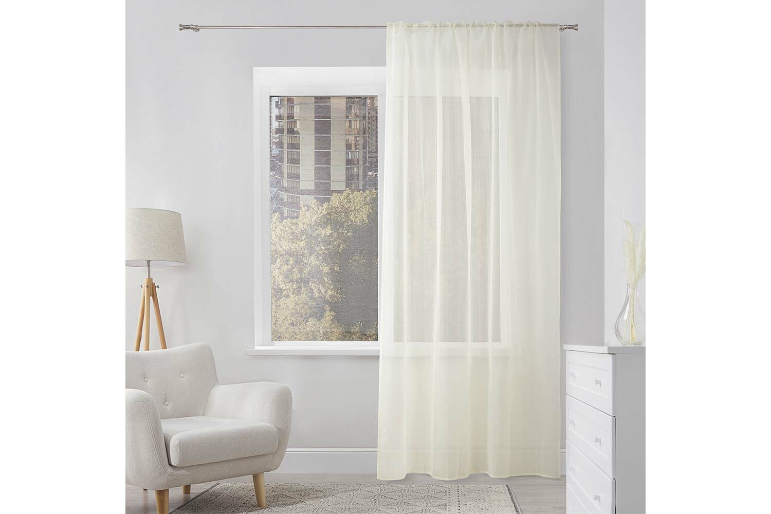 Тюль MICASA Laya, 200х280 см, полуорганза, универсальная лента, цвет экрю