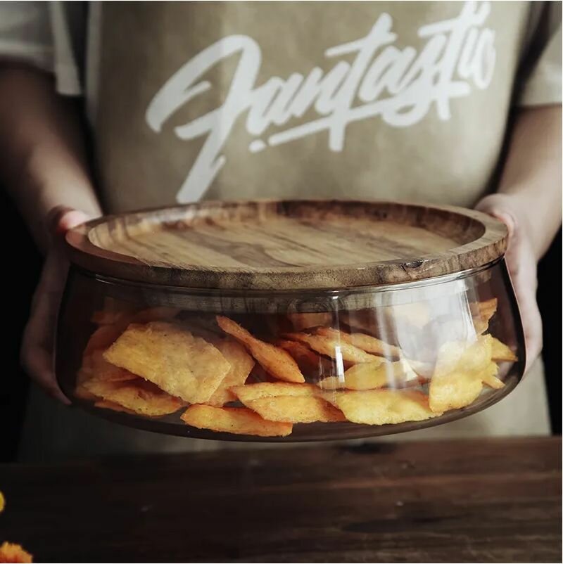 Двухслойный деревянный ящик для хранения фруктовых тарелок