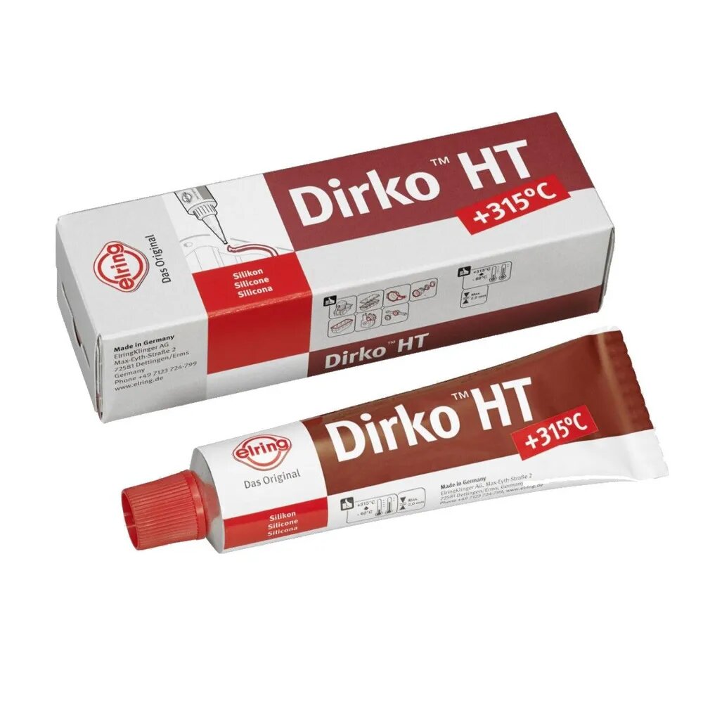 ELRING 705708 Герметик Dirko HTacetic красный [1 тюбик 70ml] [-60°C.+315°C] эластичный [зазор с уплотн.2,0mm]