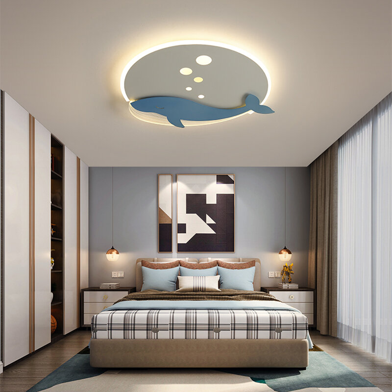 Лампы в детском стиле-Креативный потолочный светильник в форме синего кита-JC lighting