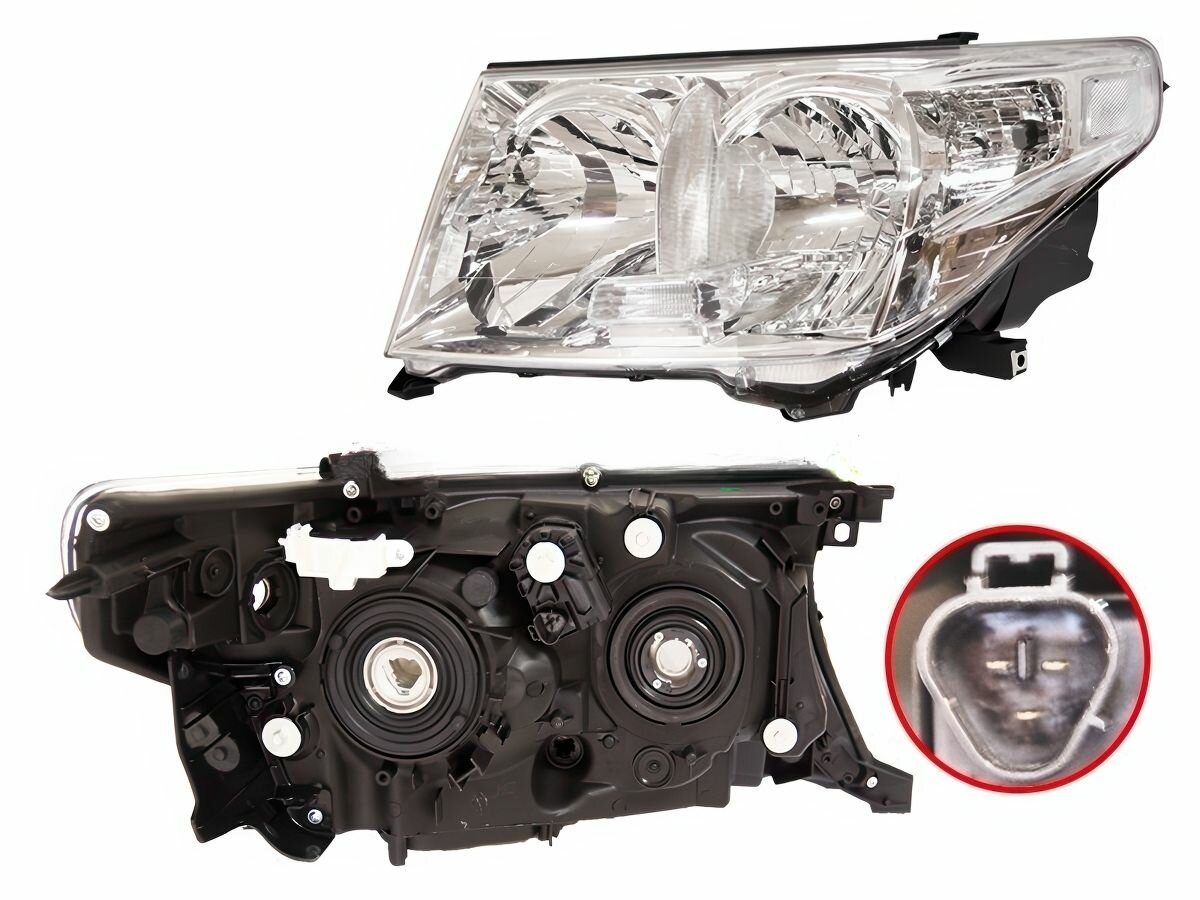 Фара левая, галоген, с электрокорректором (Евросвет) для Тойота Ленд Крузер арт ST21211M1LLDE SAT