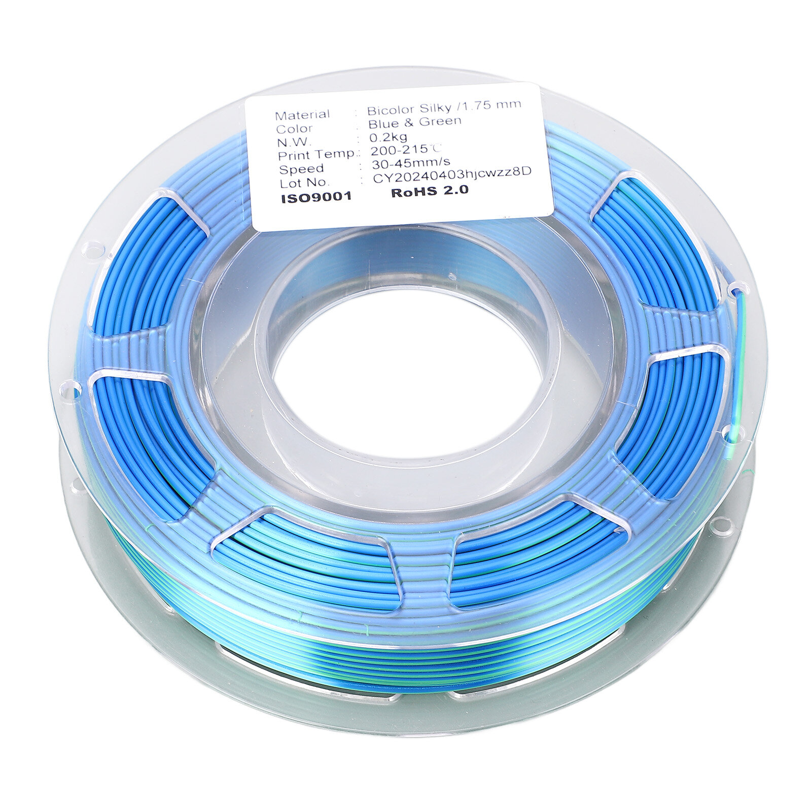 1,75 мм PLA-филамент для 3D-принтера, двухцветный, синий и зеленый, расходные материалы для 3D-печати, 200 г