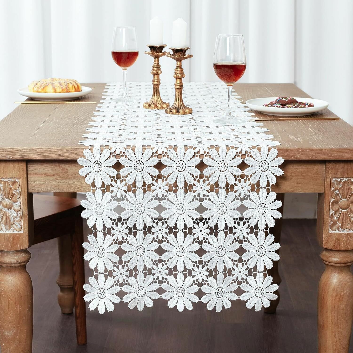 Украшение стола кружевная цветочная дорожка для стола