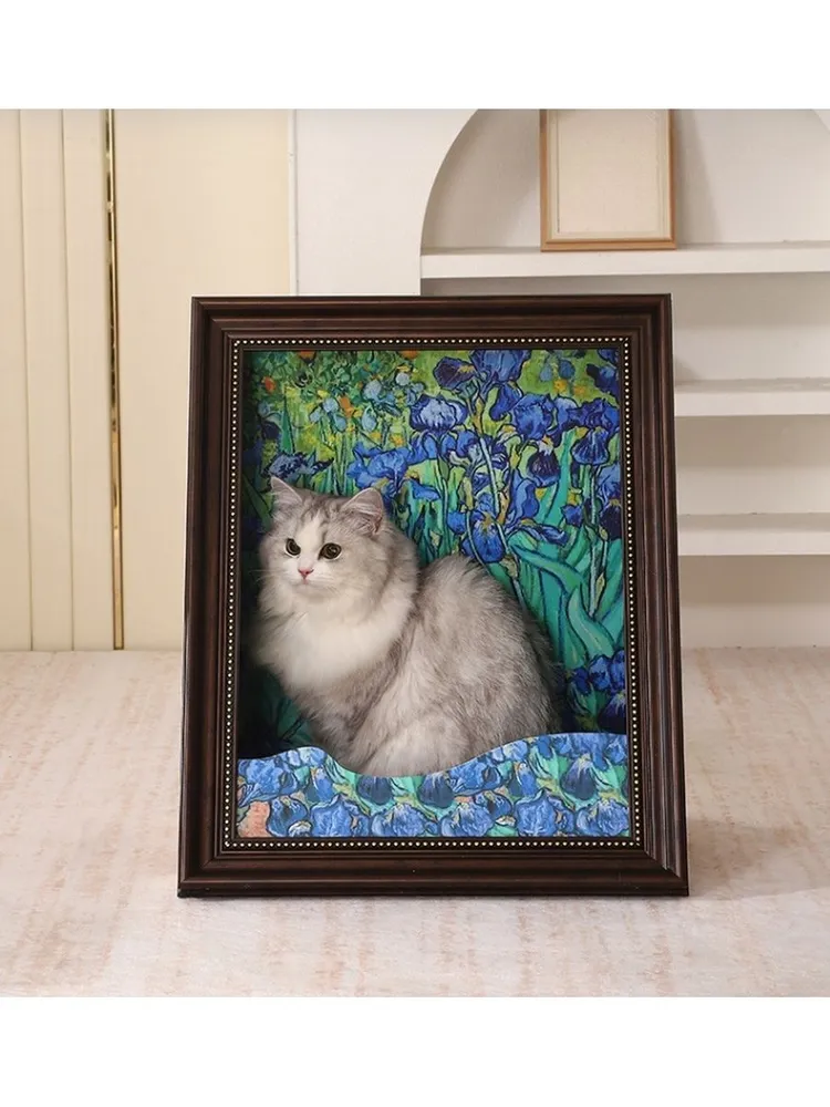 Лежанка для кошек, с когтеточкой, прямоугольная, 44x35x52 см, коричнево-синяя