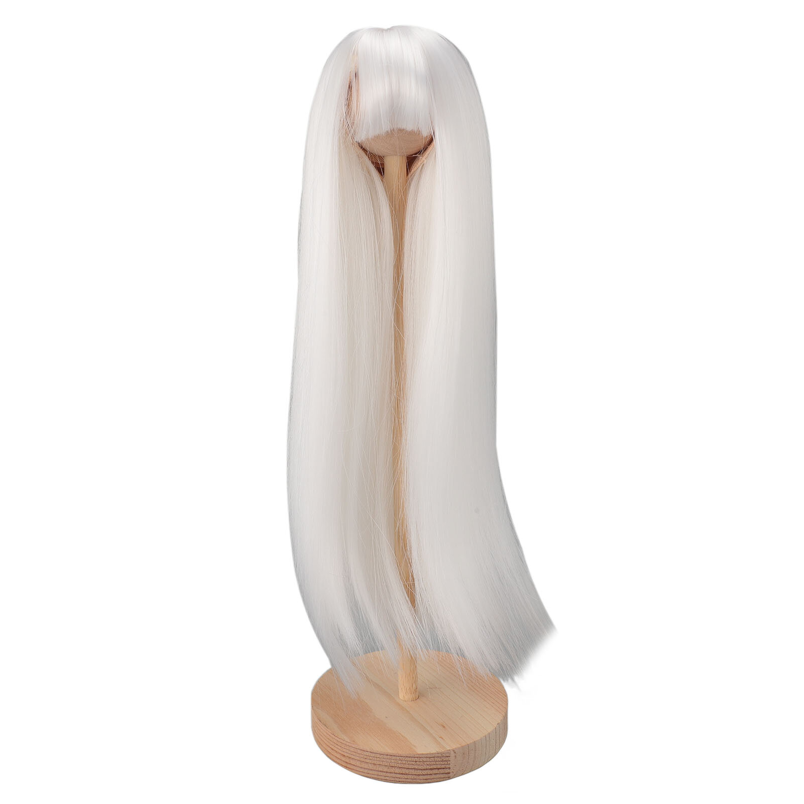 Парик для куклы 1/4 дюйма (7-8 дюймов), имитирующий кожу головы, изготовленный своими руками из высокотемпературного шелка, для шарнирных кукол, длинные прямые волосы с челкой, белый.