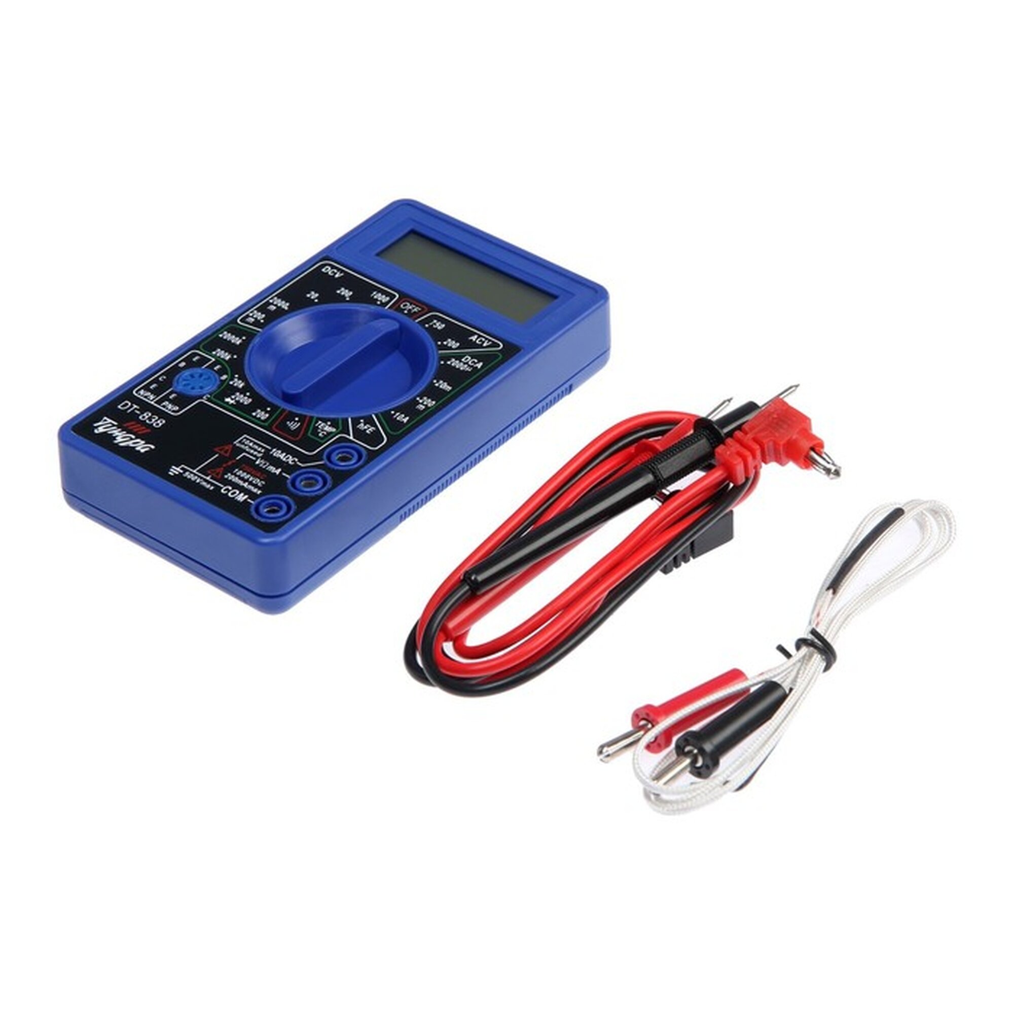 Мультиметр тундра, DT-838, ACV/DCV, DCA, 200-2МΩ, прозвон, TEMP C°