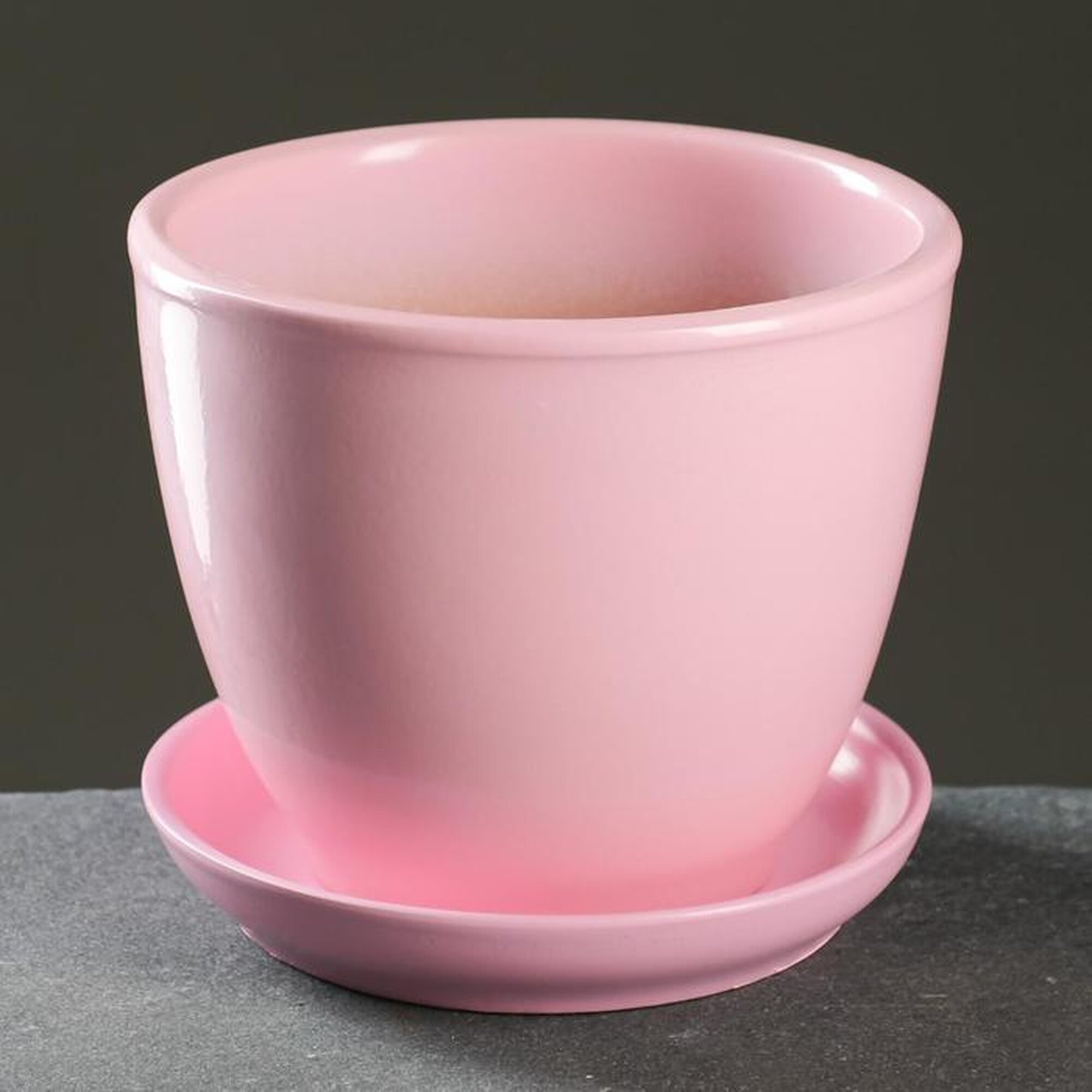 Горшок цветочный Сима-ленд "Пудровый", керамика, розовый, 1 л