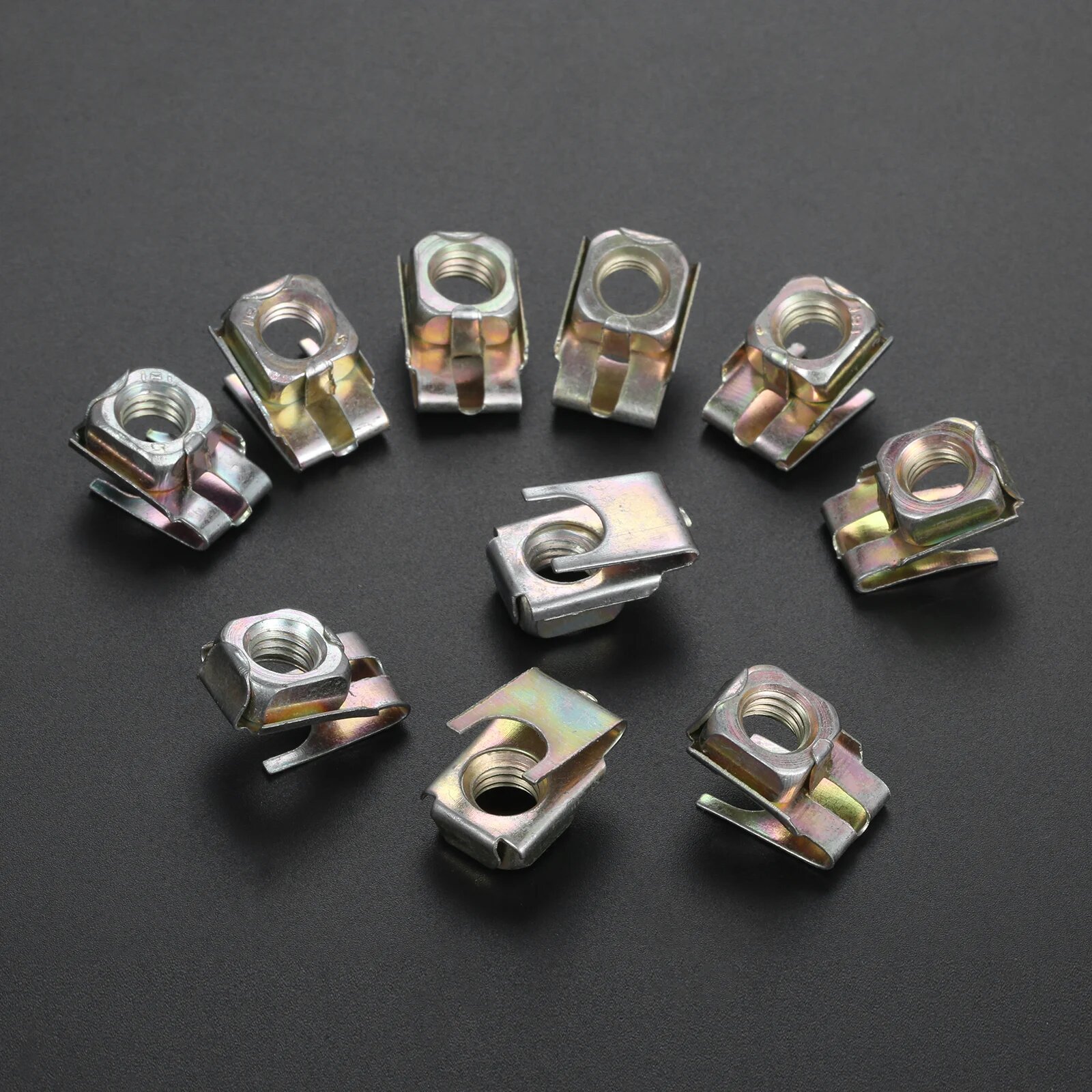 10 шт. Автомобильные 6 мм 8 мм Винтовые металлические клипсы для пластины U-образные клипсы скоростные гайки для автомобильного номерного знака крыла универсальные гайки M6 M8 8mm